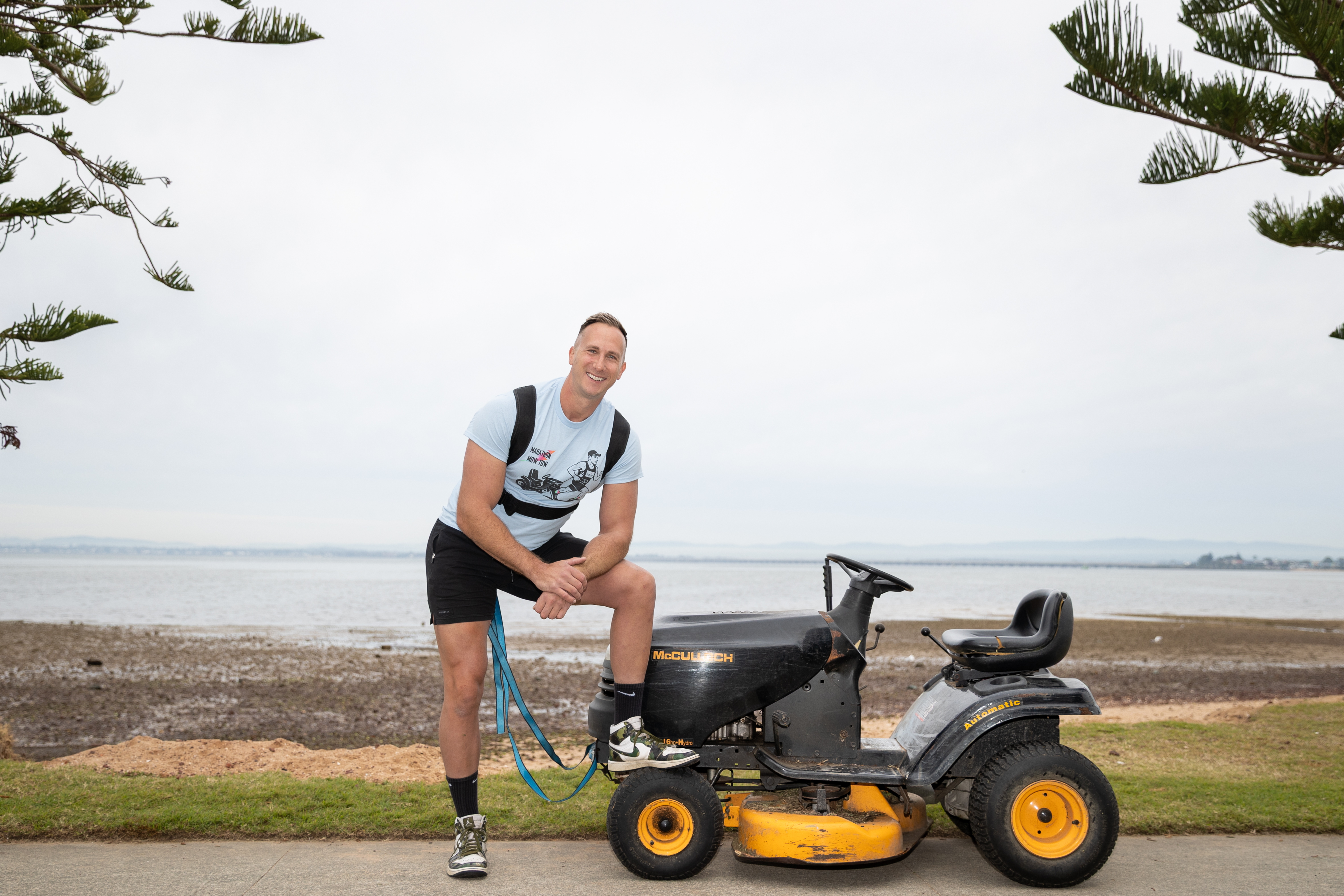 Mower in tow for epic marathon